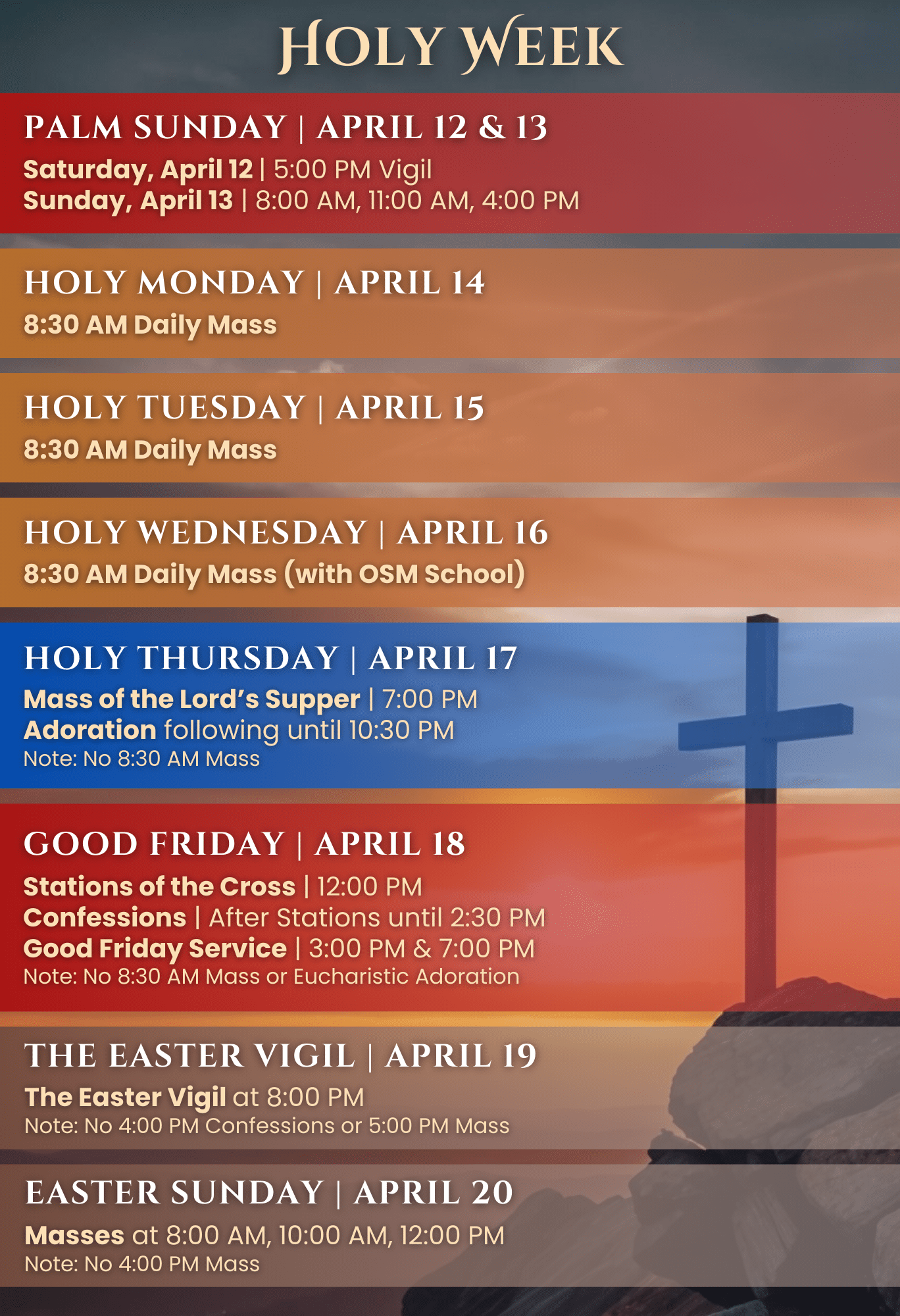2025 Holy Week Schedule - Old St. Mary's Catholic Church